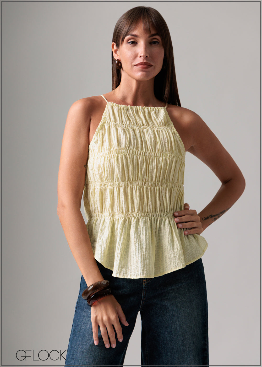 Gathered Crop Top - 120126 – GFLOCK.LK